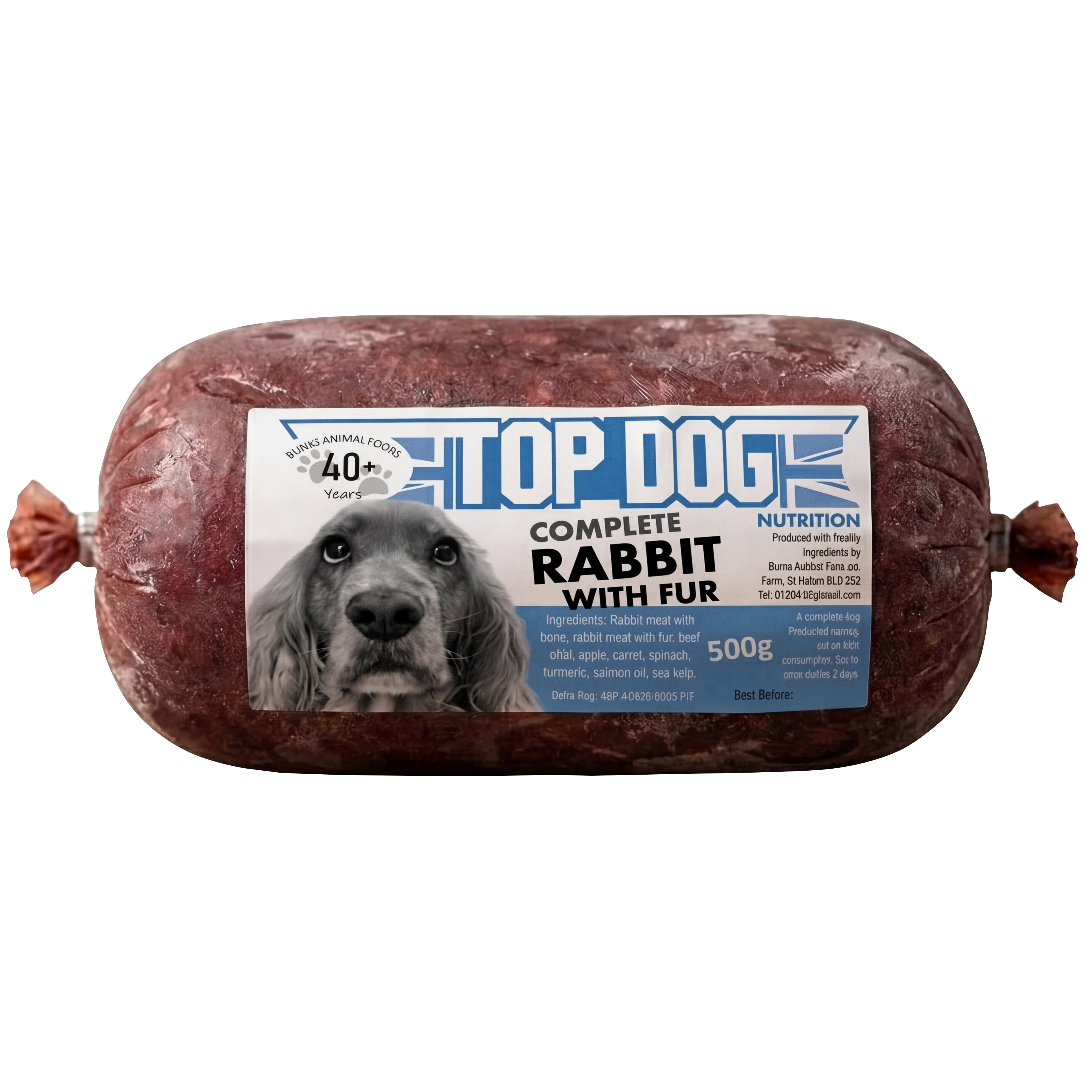 Rabbit with Fur Dinner Complete 500g | 80/10/10 – Raw Direct